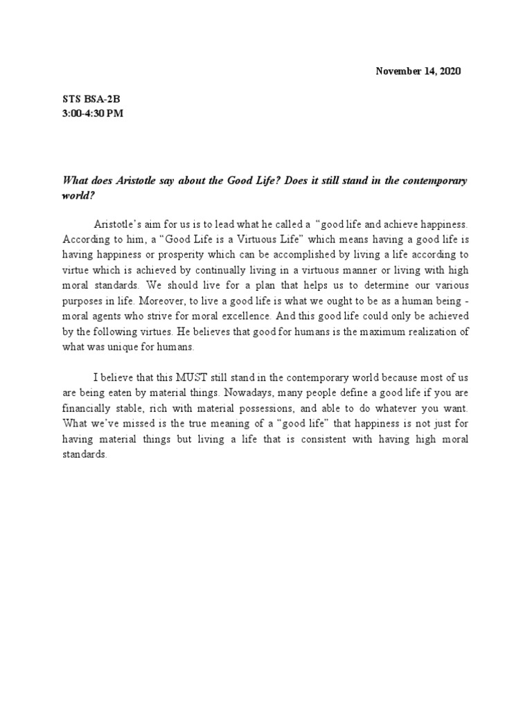 Aristotle Good Life Gargar | PDF