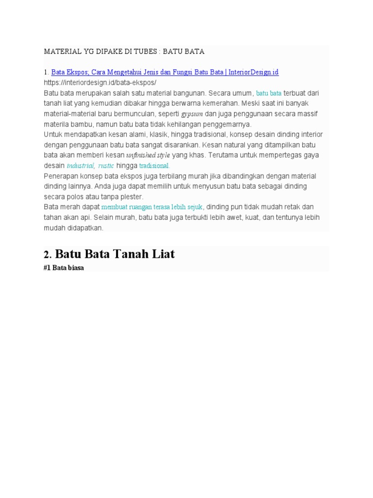 Panduan Lengkap Jenis Batu Bata | PDF