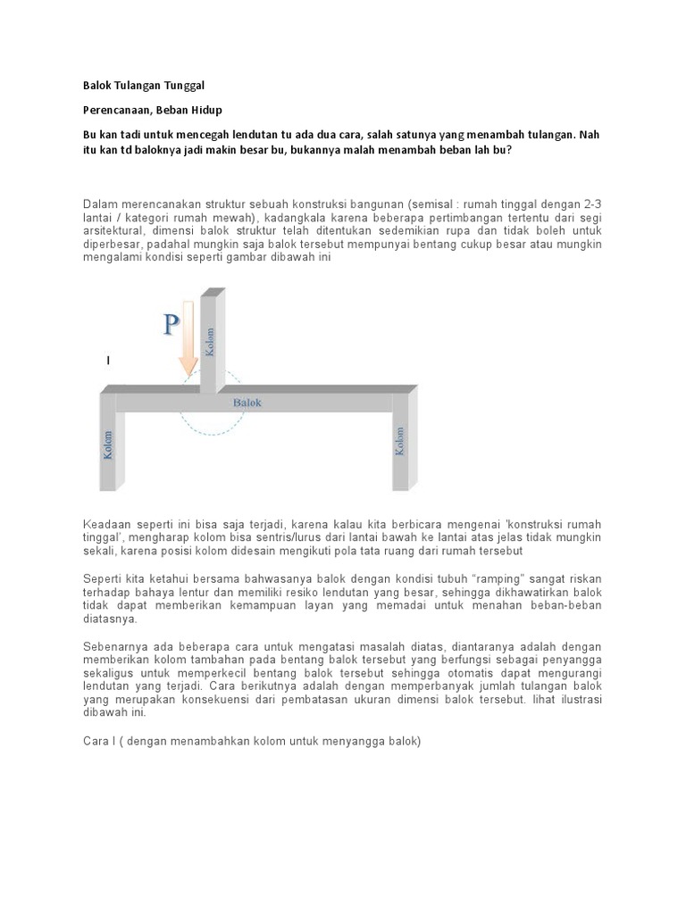 Balok Tulangan Tunggal | PDF | Teknologi & Rekayasa