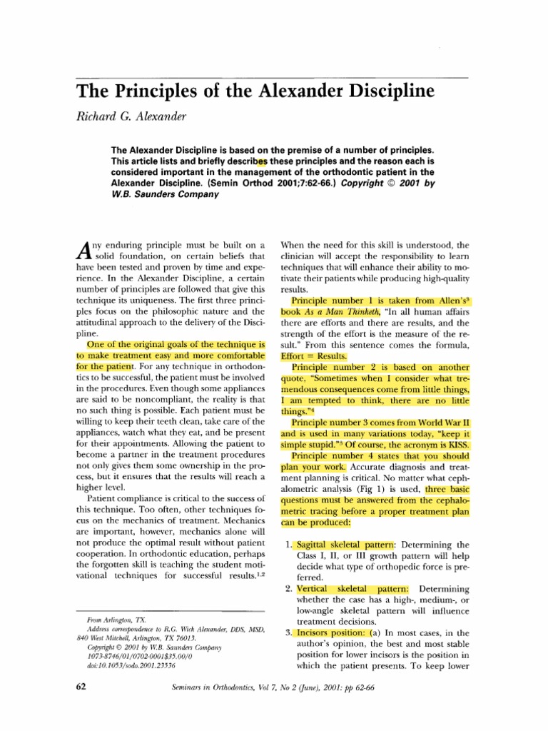 Principles of The Alexander Discipline | PDF | Dentistry Branches ...