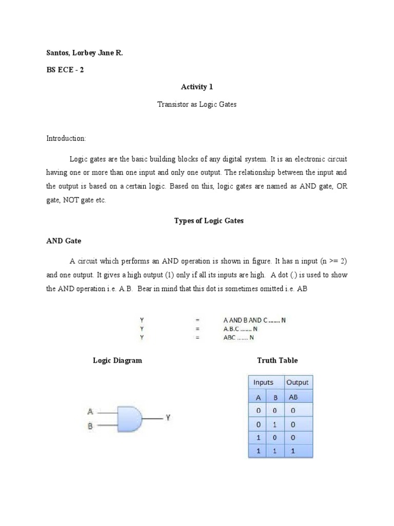 Activity 1 - Introduction of Logic Gates | Download Free PDF | Logic ...