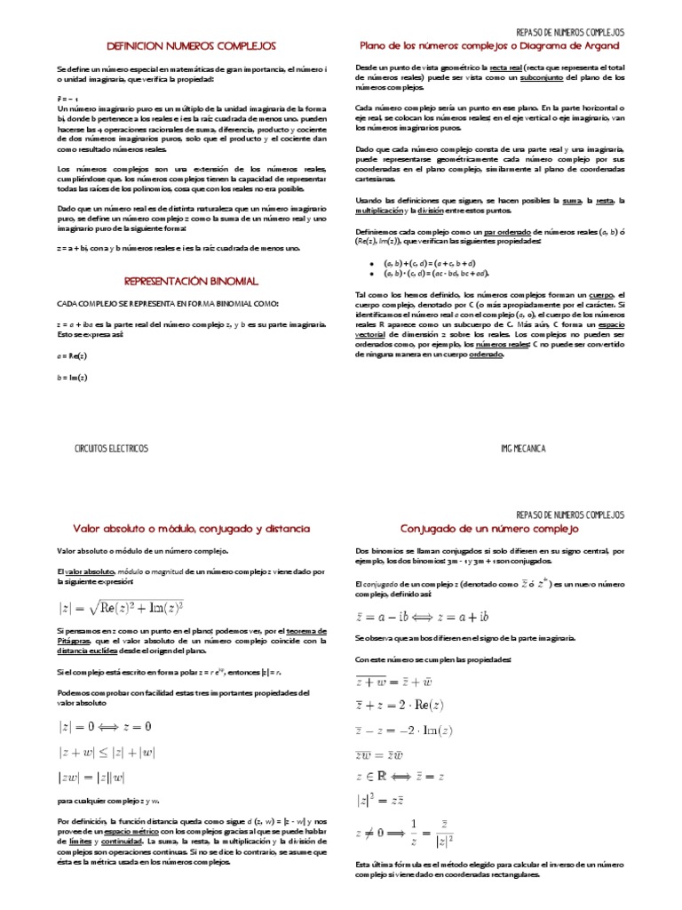 Trabajo Numeros Complejos | PDF | Número complejo | Números