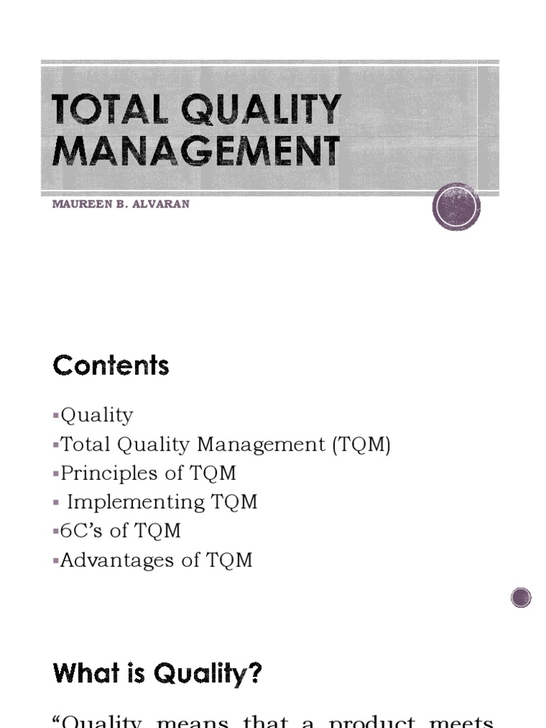 Total Quality Management TQM 2 | PDF