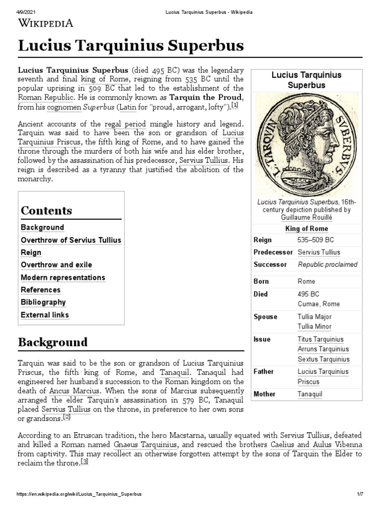 Lucius Tarquinius Superbus | PDF | Ancient Europe | Ancient Rome