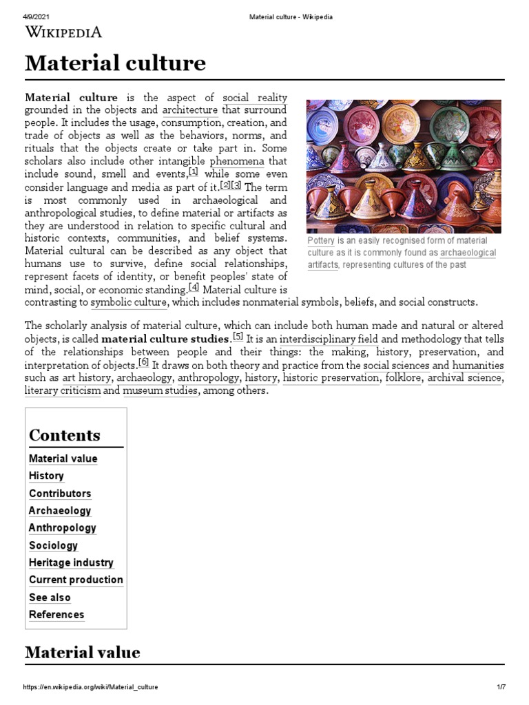 Material Culture | PDF | Material Culture | Anthropology