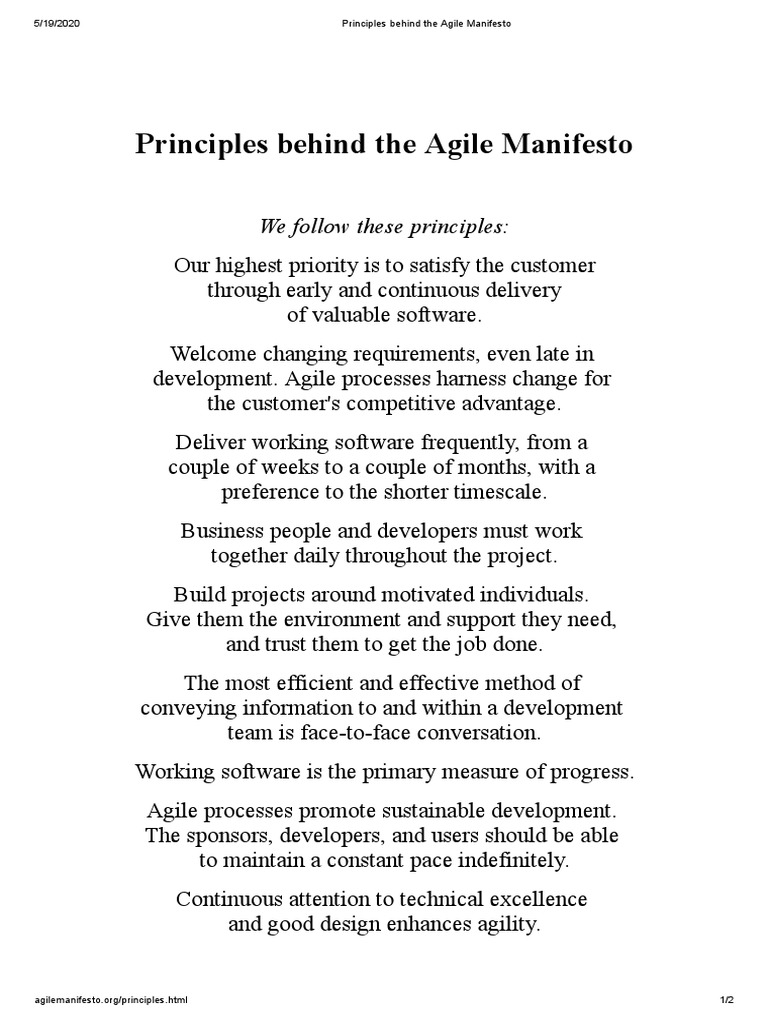 The Four Core Principles of the Agile Manifesto: Customer Satisfaction ...