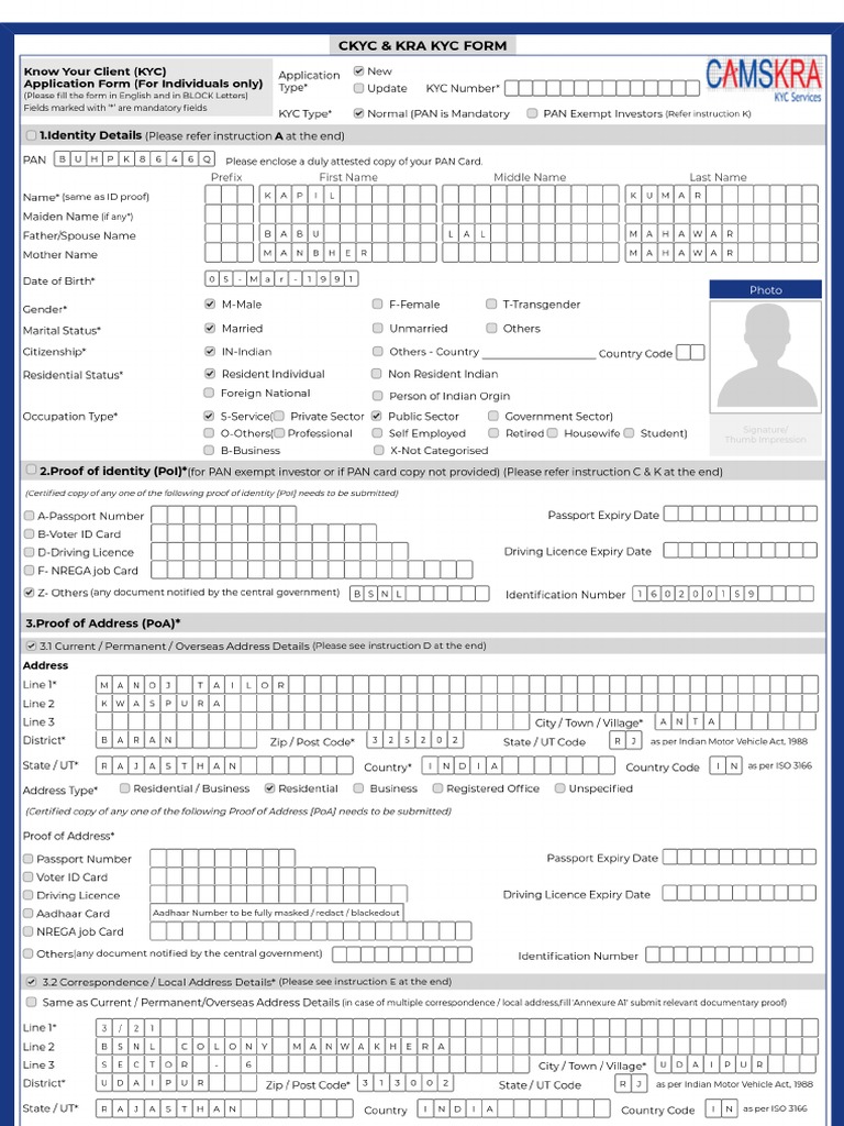 Paper Based KYC For Individuals | PDF