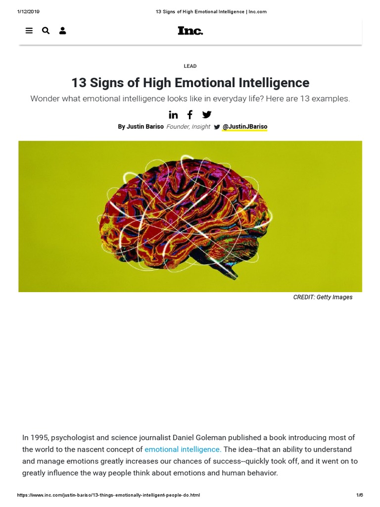 13 Signs of High Emotional Intelligence | PDF | Thought | Empathy