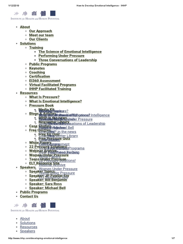 How To Develop Emotional Intelligence - IHHP | PDF | Emotional ...