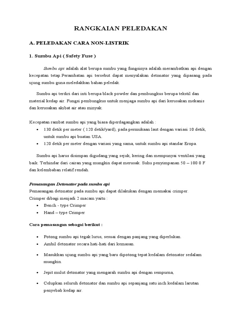 RANGKAIAN PELEDAKAN. Potong Sumbu API Tegak Lurus, Sesuai Dengan ...