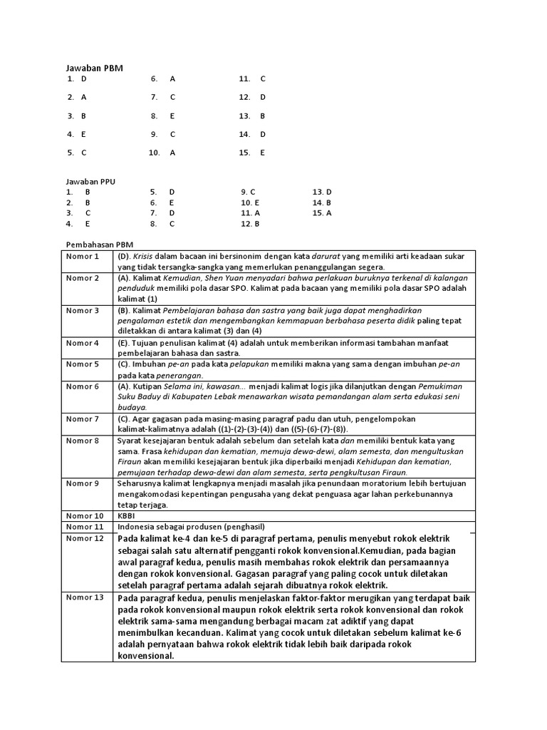 Pembahasan - PBM PPU TO 1 | PDF
