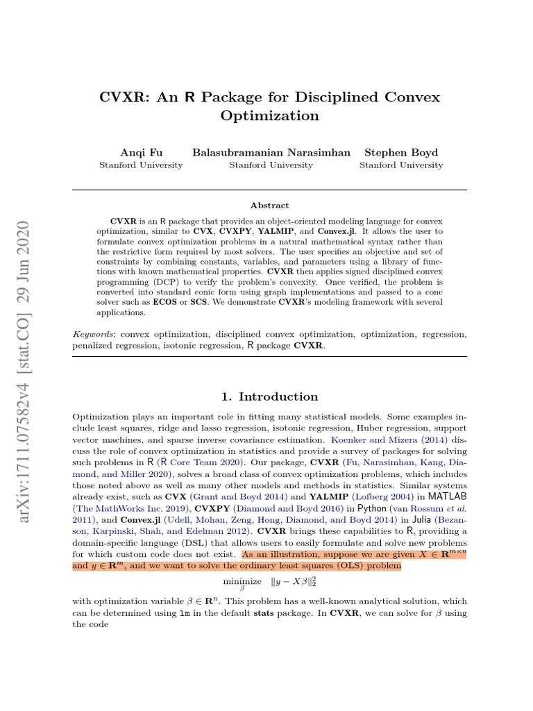 (Beyond) - Disciplined Convex Optimization | PDF | Ordinary Least Squares | Mathematical ...