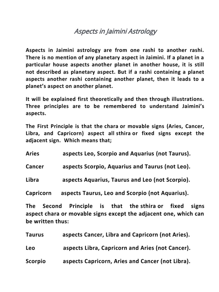 Jaimini Aspects | Download Free PDF | Planets In Astrology | Hindu ...