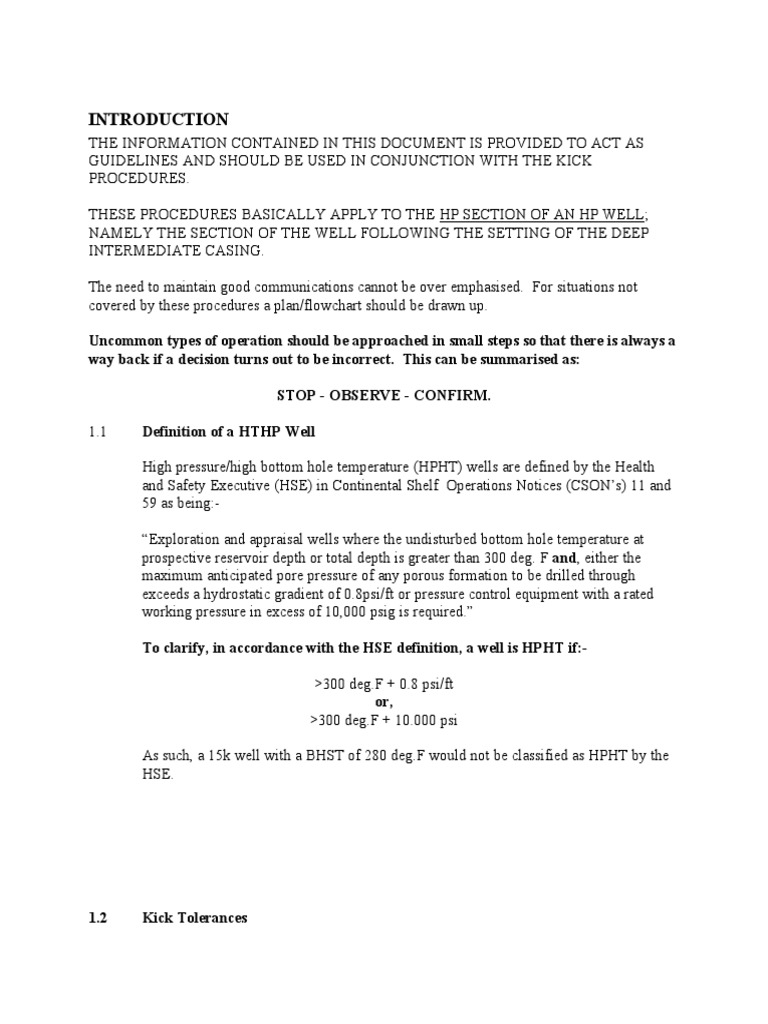 HPHT Drill & Well Control | PDF | Casing (Borehole) | Chemical Engineering