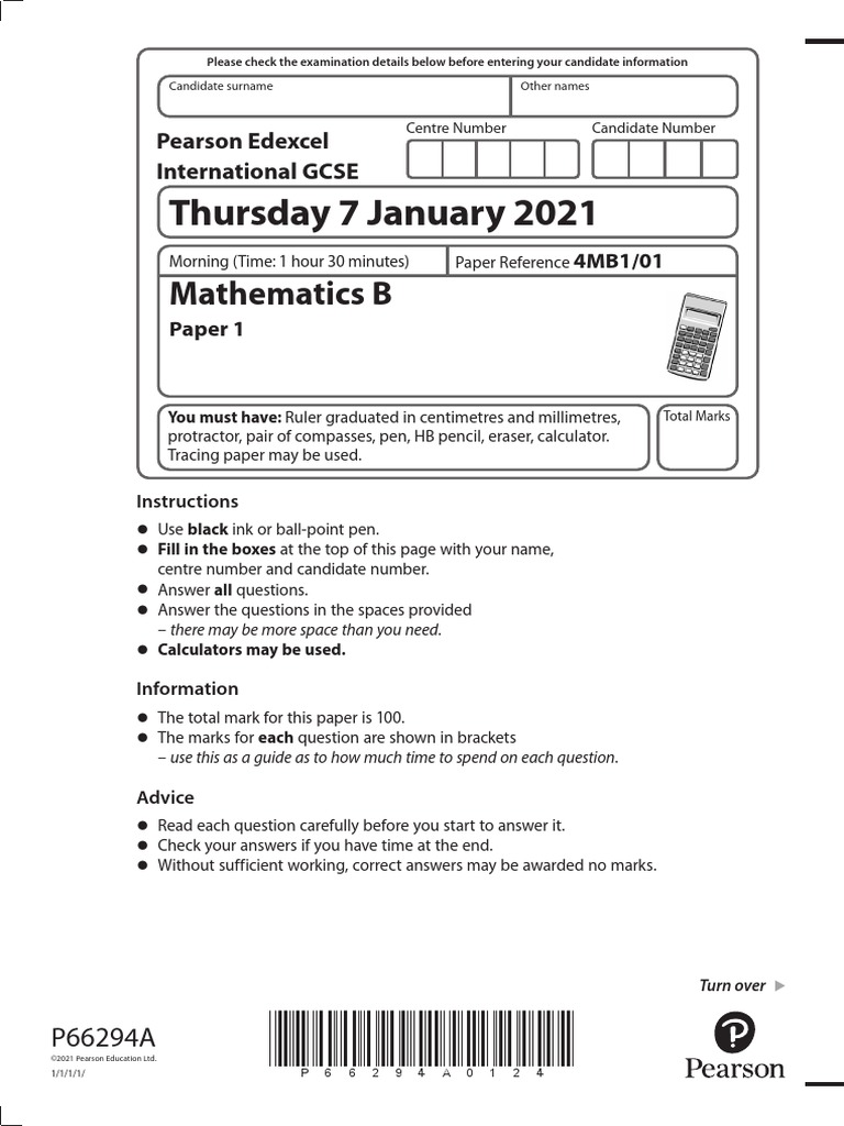 January 2021 Mathematics B Question Paper 1 | PDF | Factorization ...