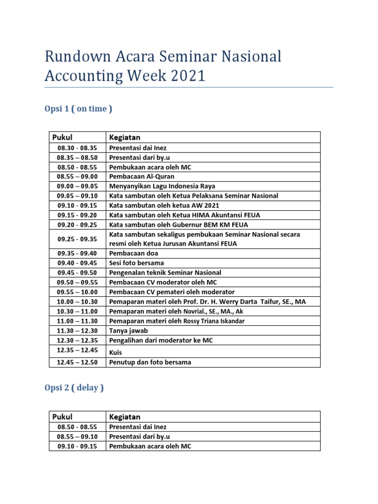 FIXX Rundown Acara Seminar Nasional | PDF