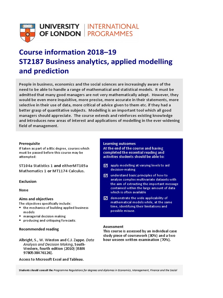 Business Analytics Applied Modelling Prediction | PDF | Prediction | Visualization (Graphics)
