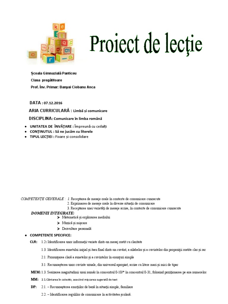 Proiect Did CLR GR II Insp. Crt. 1 | PDF