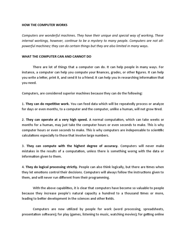 Cyberwhiz 7 Lesson 3 How The Computer Works | Download Free PDF | Computer Data Storage | Input ...