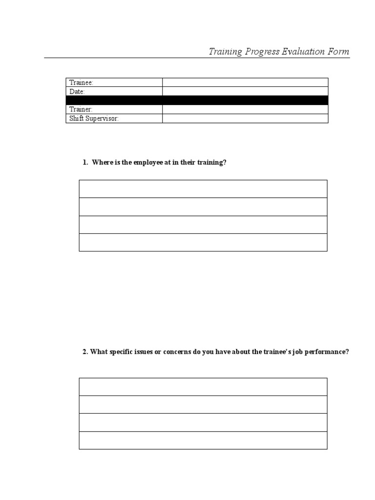 Training Progress Evaluation Form | PDF