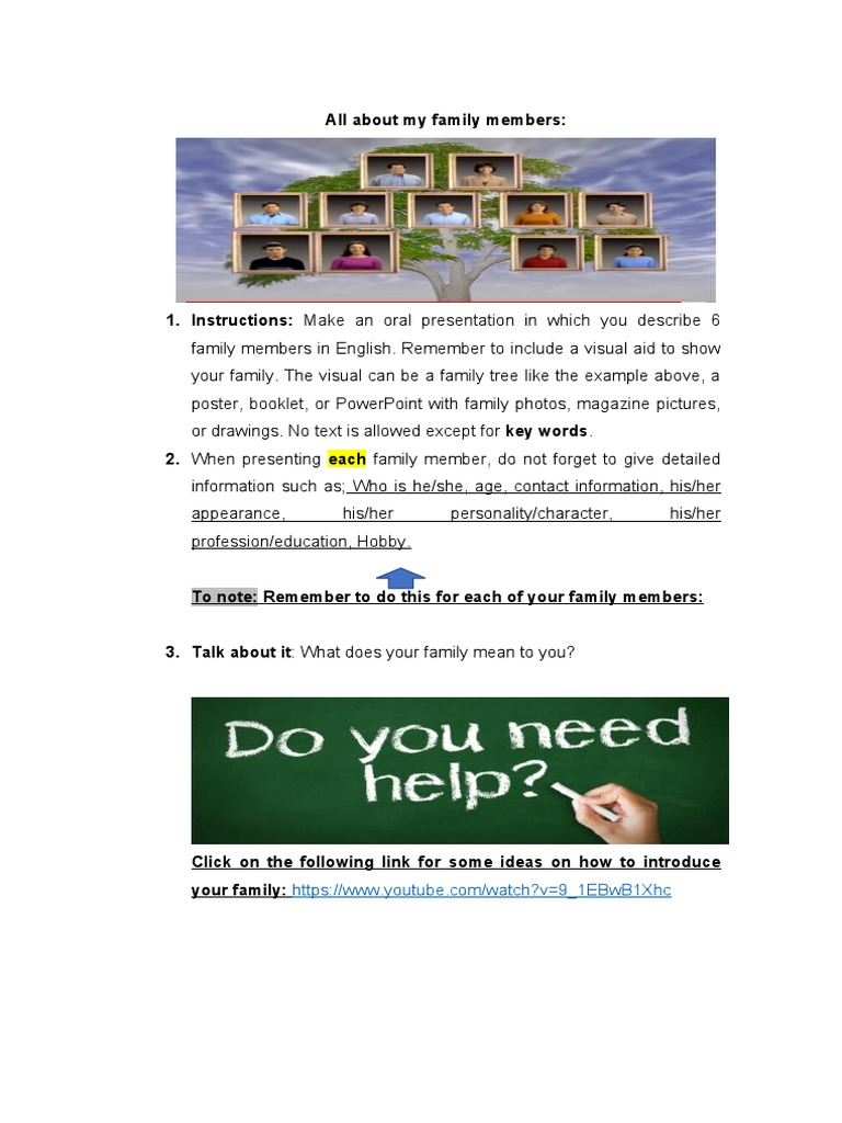 All About My Family (Oral Presentation) | PDF