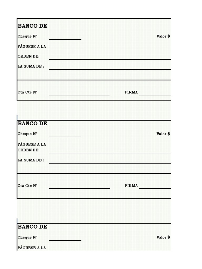 Formato Cheque | PDF | Negocios