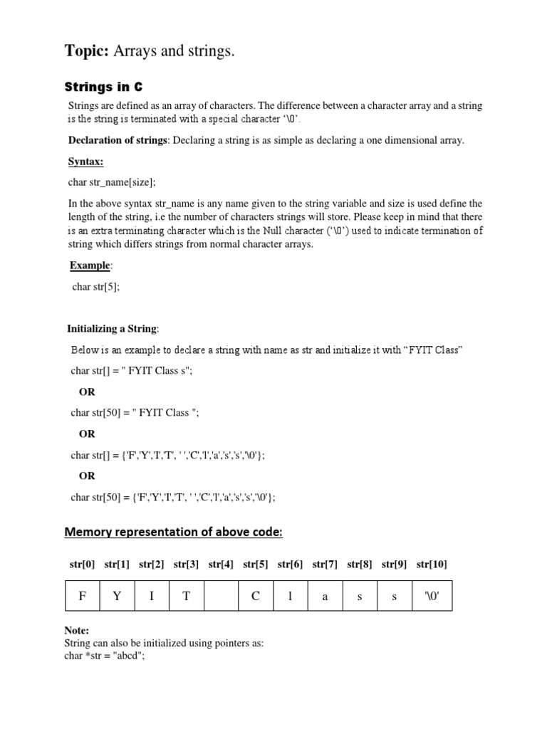 Array and Strings | PDF | String (Computer Science) | Array Data Type