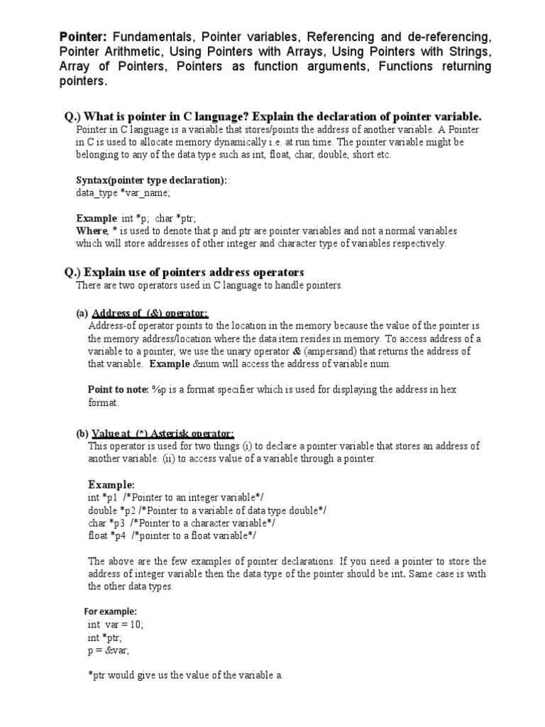 Pointers | Download Free PDF | Pointer (Computer Programming) | C (Programming Language)