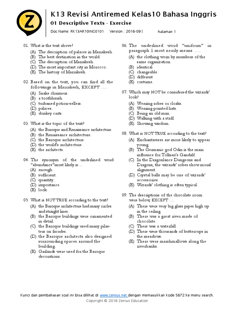 01 Descriptive Texts - Exercise | PDF