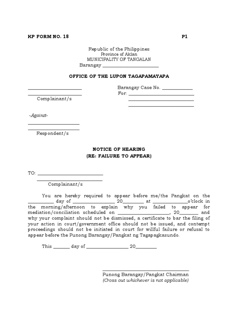 KP Form No. 18 P1: - Against | PDF | Common Law | Public Law