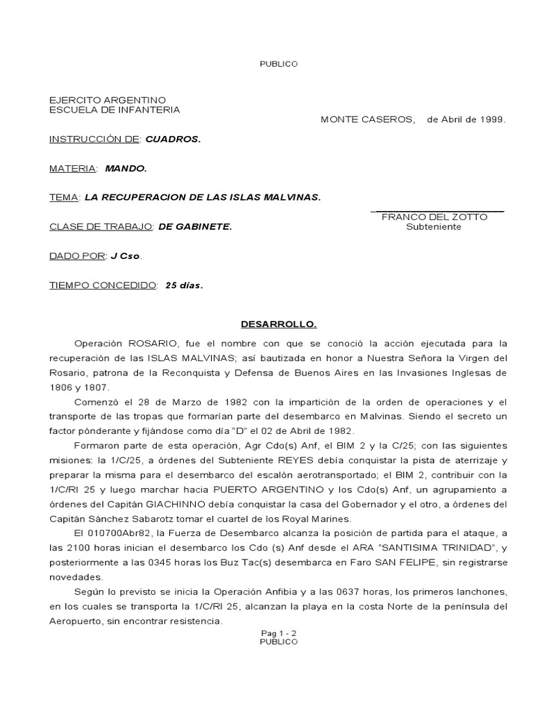 Operación Rosario: Recuperación Malvinas | PDF | Batallas | Conflictos ...