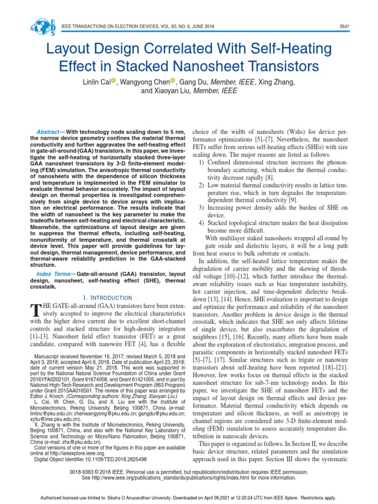 Nanosheet Self Heating 08344800 | PDF | Field Effect Transistor ...