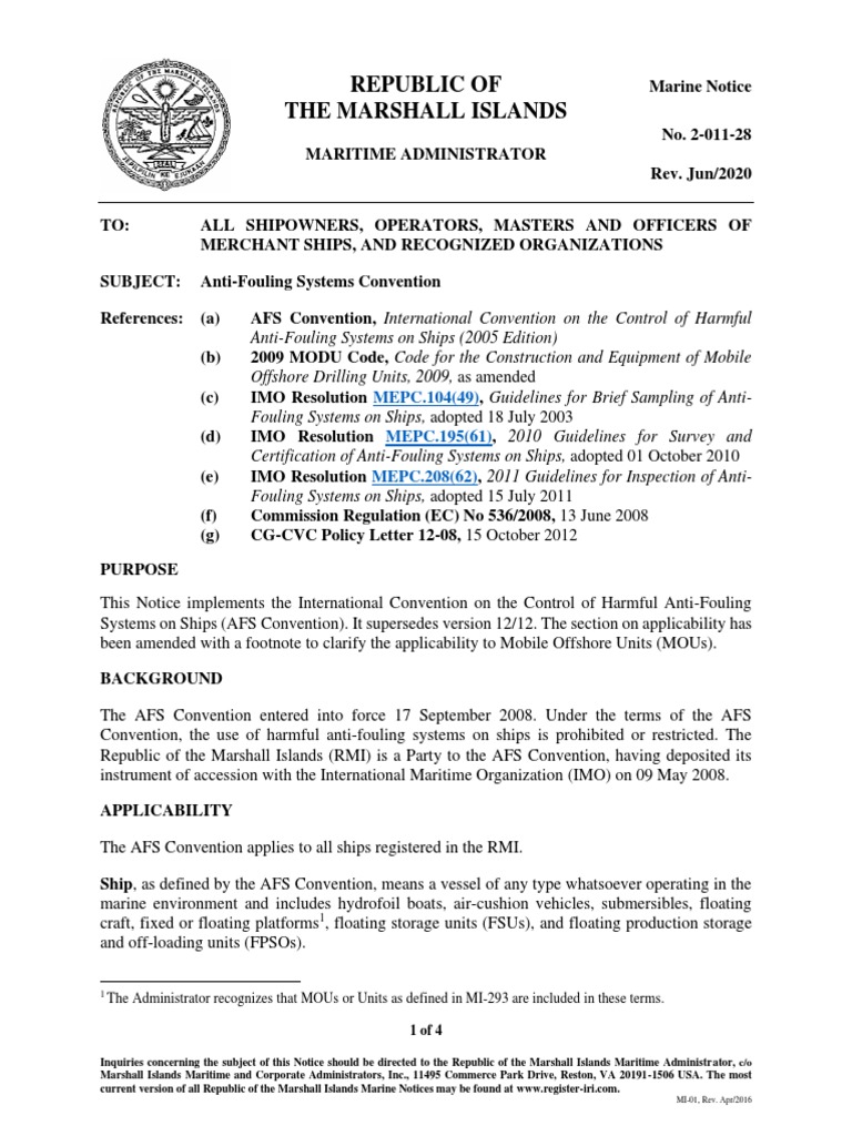 Republic of The Marshall Islands: MEPC.104 (49) MEPC.195 (61) MEPC.208 | PDF | Ships | Justice