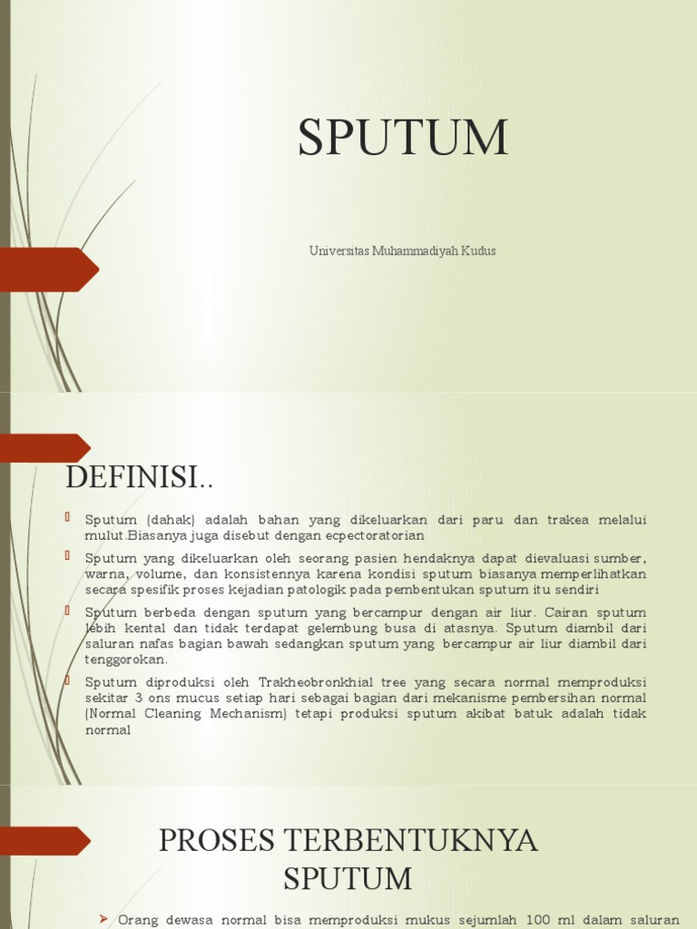 Definisi dan Proses Pembentukan Sputum | PDF