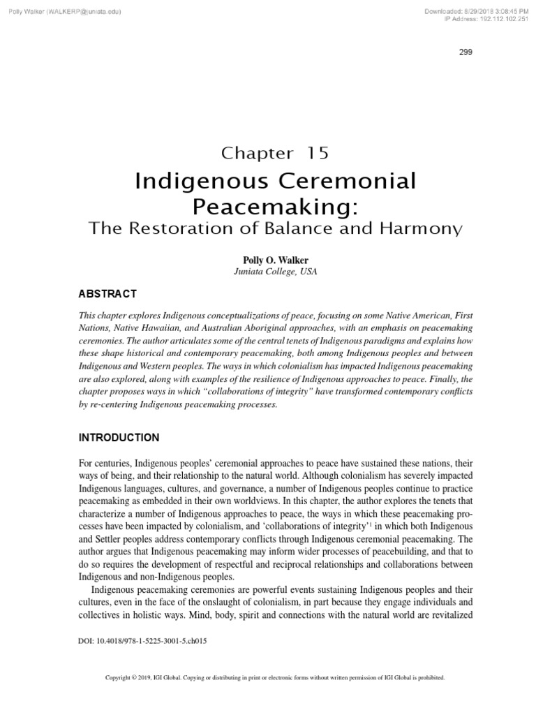 Indigenous Ceremonial Peacemaking:: Polly O. Walker | PDF | Iroquois ...