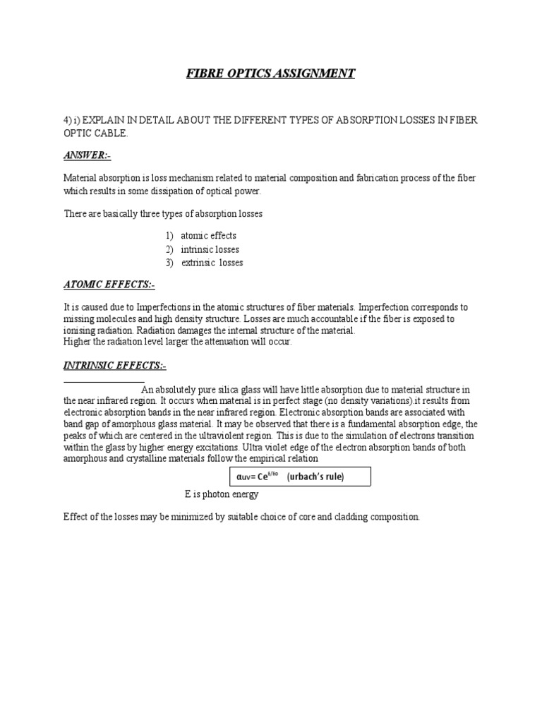Fibre Optics Assignment | PDF | Optical Fiber | Scattering