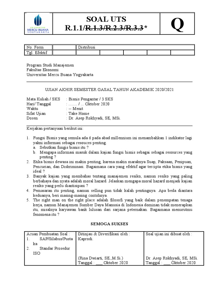 UTS - Asep Rokhyadi - Bisnis Pengantar - R13.F2 | PDF