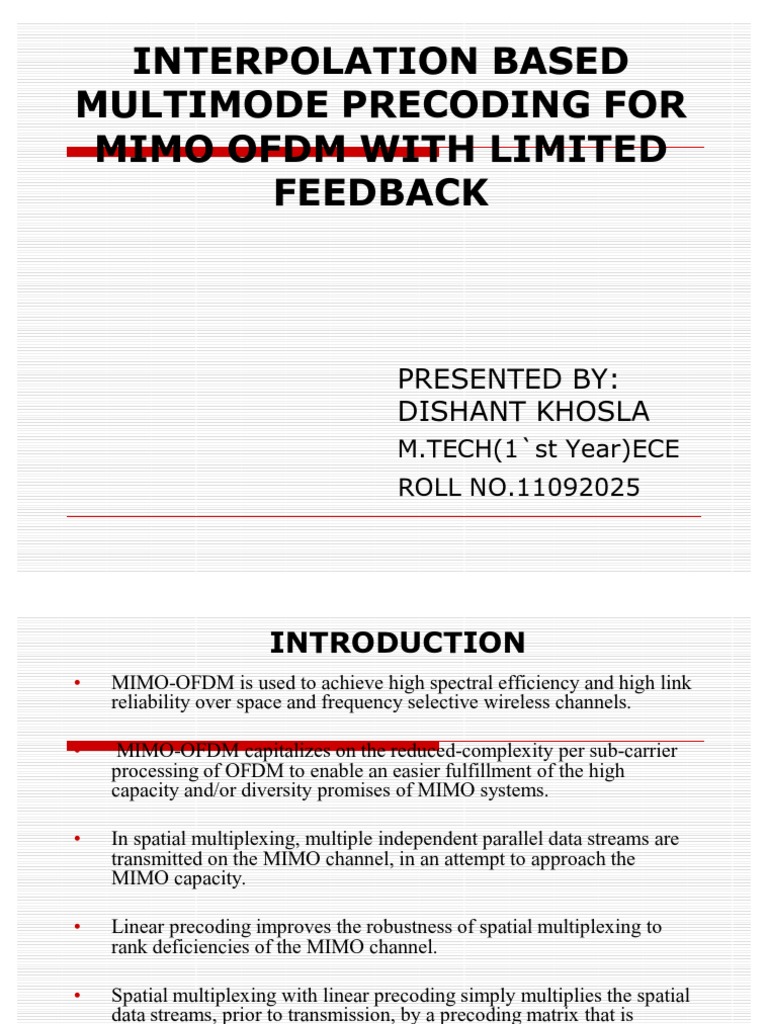 Interpolation Based Multimode Precoding For Mimo Ofdm With Limited Feedback | PDF | Orthogonal ...