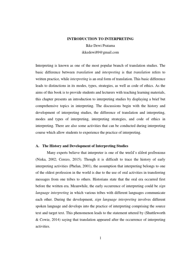 Introduction To Interpreting | PDF | Language Interpretation | Translations