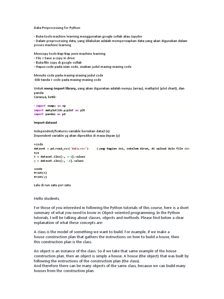 Data Preprocessing For Python | PDF | Regression Analysis | Statistical ...