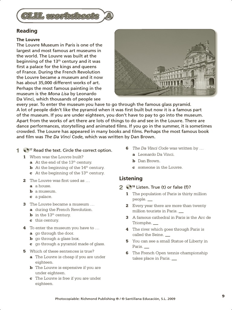 CLIL Worksheets | PDF | Lion | Louvre