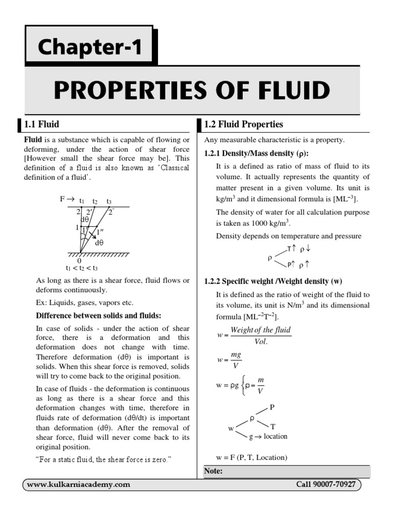 01.properties of Fluid Final Edited | PDF | Viscosity | Shear Stress