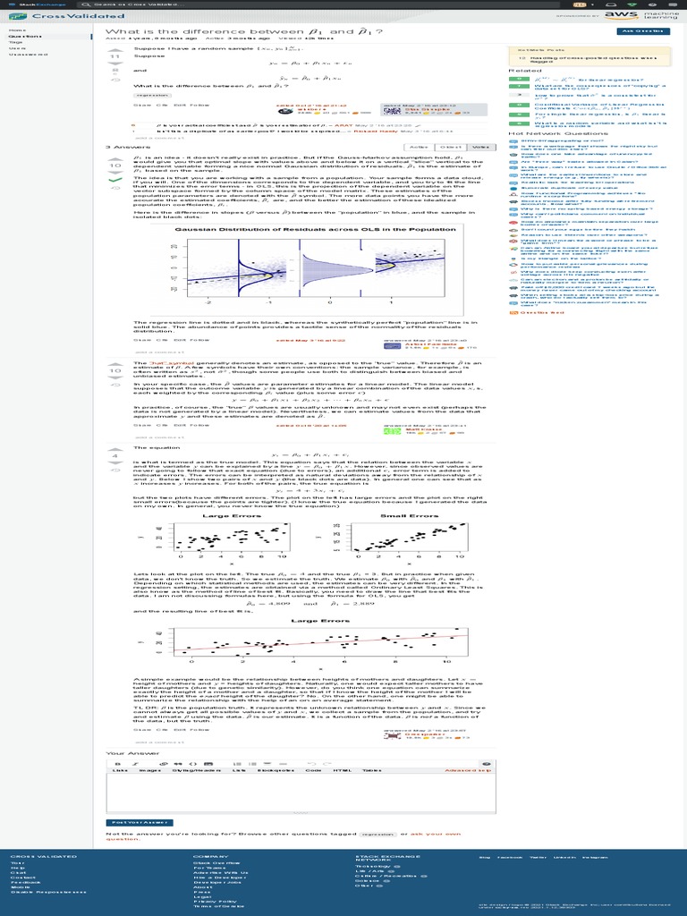 Regression - What Is The Difference Between $/beta - 1$ and $/hat ...