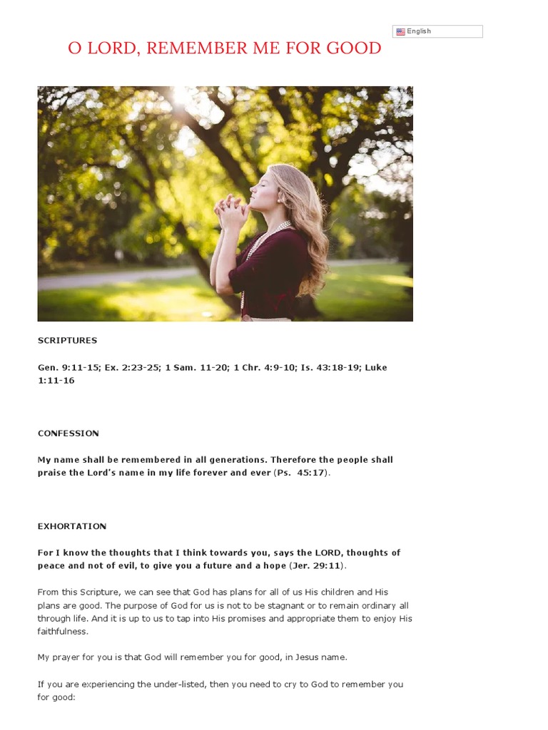 Remember Me, O Lord: Prayer and Scriptures | PDF | Eternal Life ...