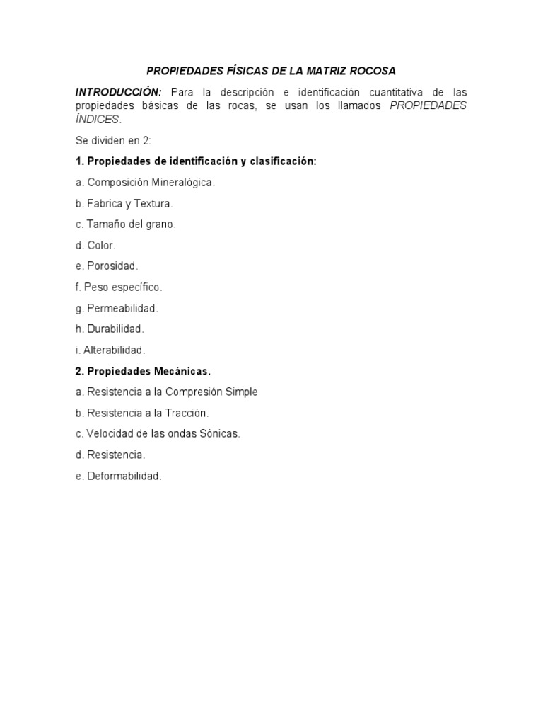Propiedades Físicas de La Matriz Rocosa | Descargar gratis PDF | Olas ...