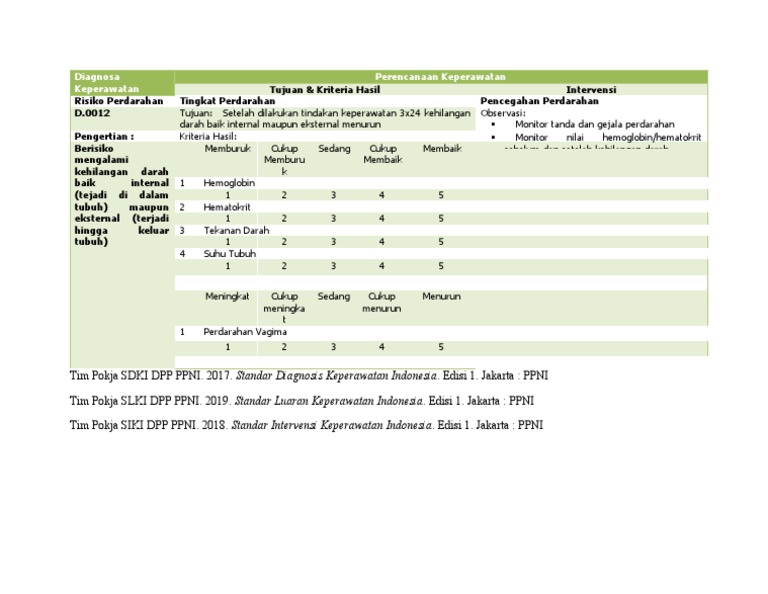 Slki Siki Risiko Pendarahan Diagnosa Intervensi Luaran Risiko ...