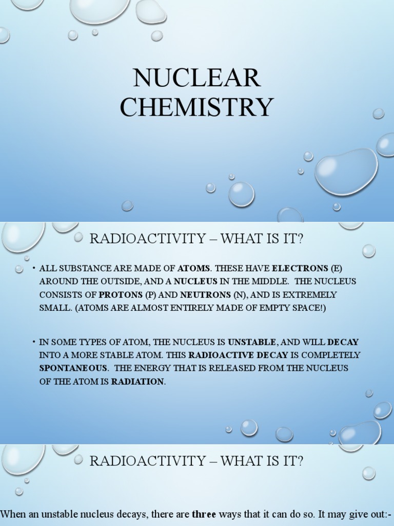 Nuclear Chemistry | PDF | Radioactive Decay | Atoms