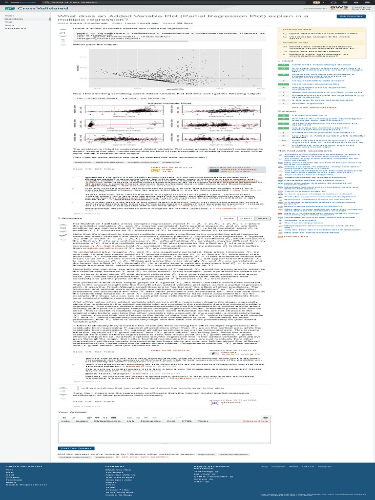 Data Visualization What Does An Added Variable Plot Partial