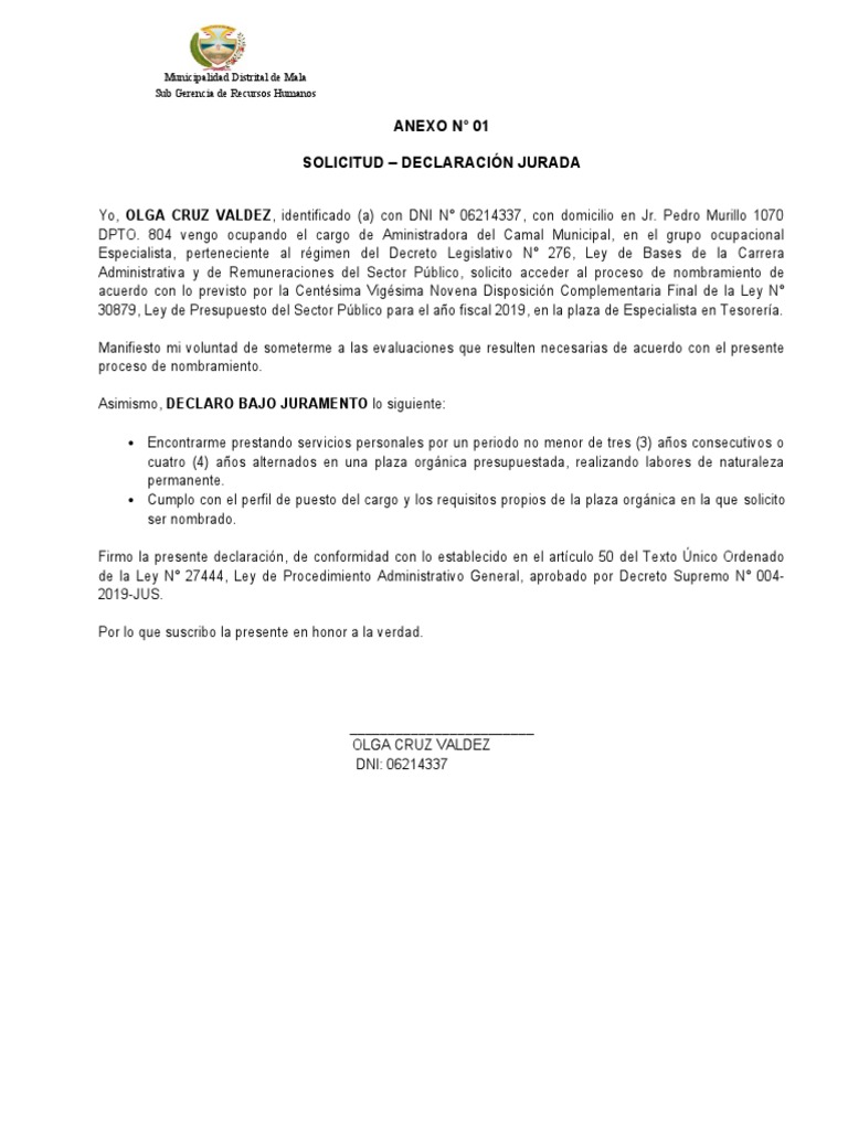 MODELO DE Solicitud-Nombramiento | PDF