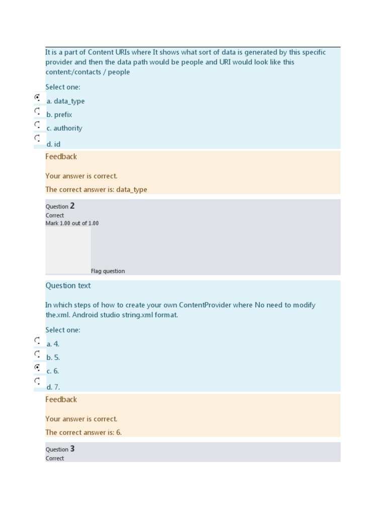 Feedback: Your Answer Is Correct. The Correct Answer Is: Data - Type | Download Free PDF ...